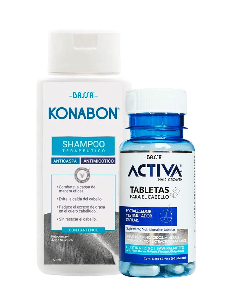 Pack Konabon Shampoo 150 ml + Activa Hair Growth 60 Tabletas | Dermashop